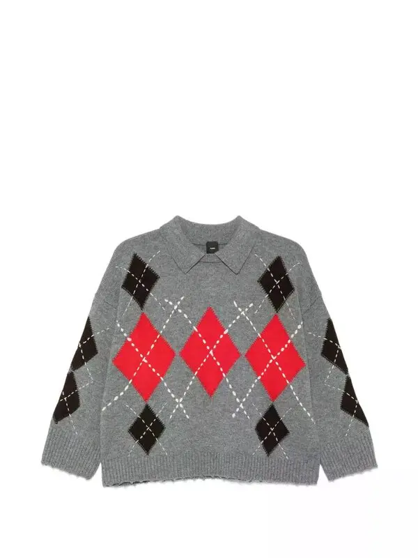 Pinko Argyle Pattern Collared Sweater