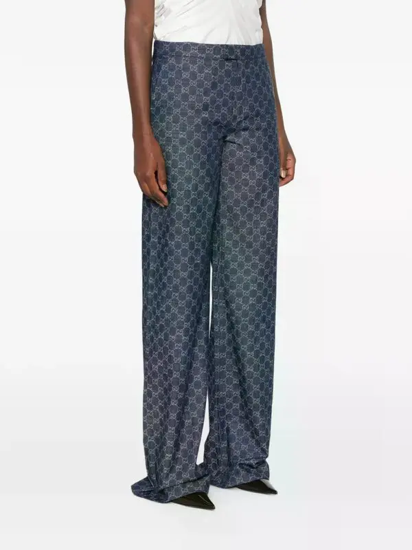 Gucci Gg Cotton Denim Jacquard Pants