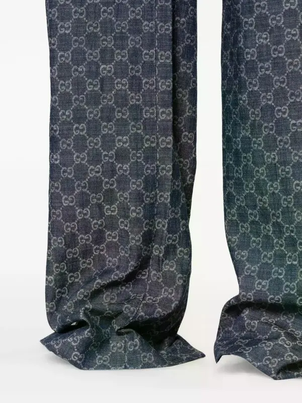 Gucci Gg Cotton Denim Jacquard Pants