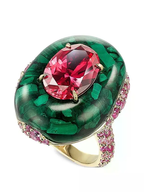 ANABELA CHAN Peacock Malachite Pebble Ring