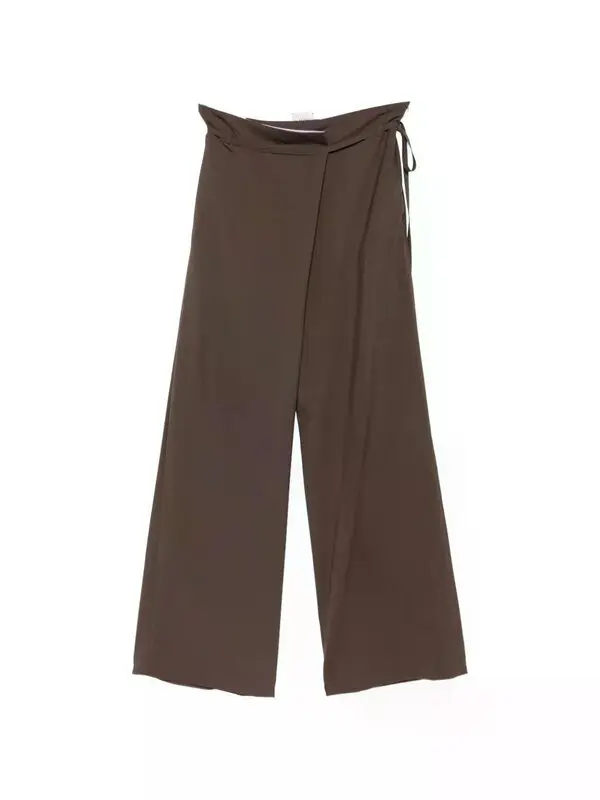 ALYSI Wrap-front Wide-leg Trousers - Brown