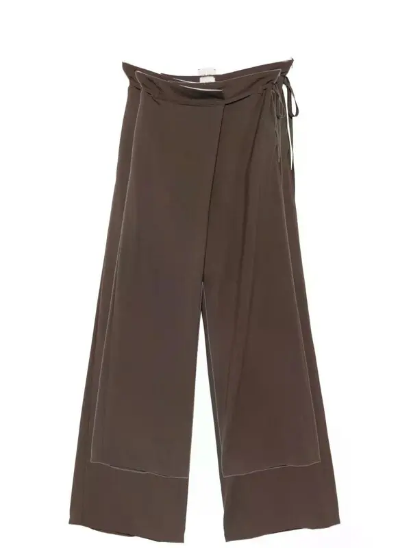 ALYSI Wrap-front Wide-leg Trousers - Brown