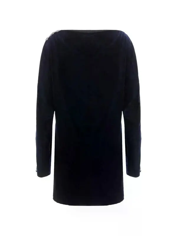 Versace Embroidered Velvet Mini Dress - Blue