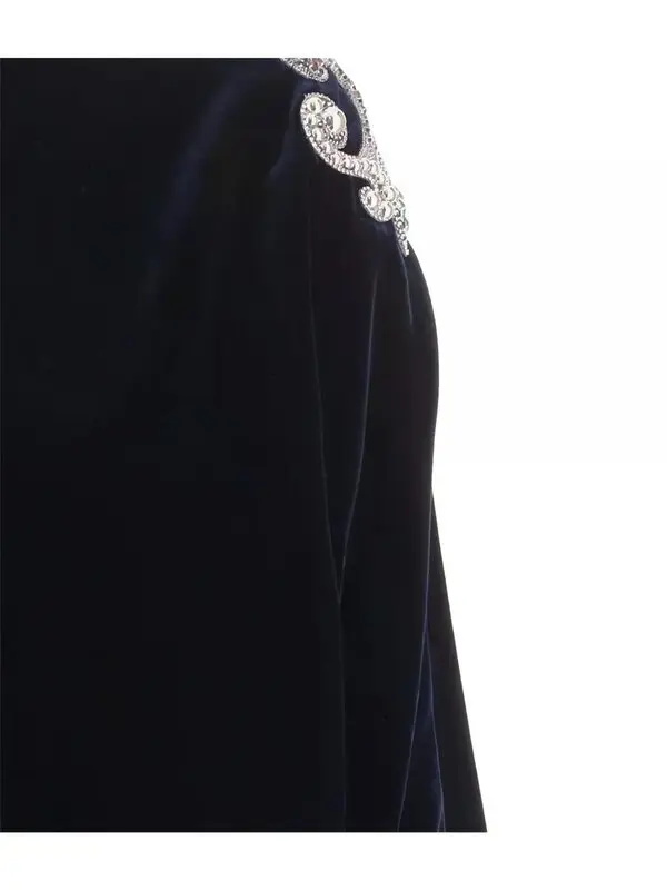 Versace Embroidered Velvet Mini Dress - Blue
