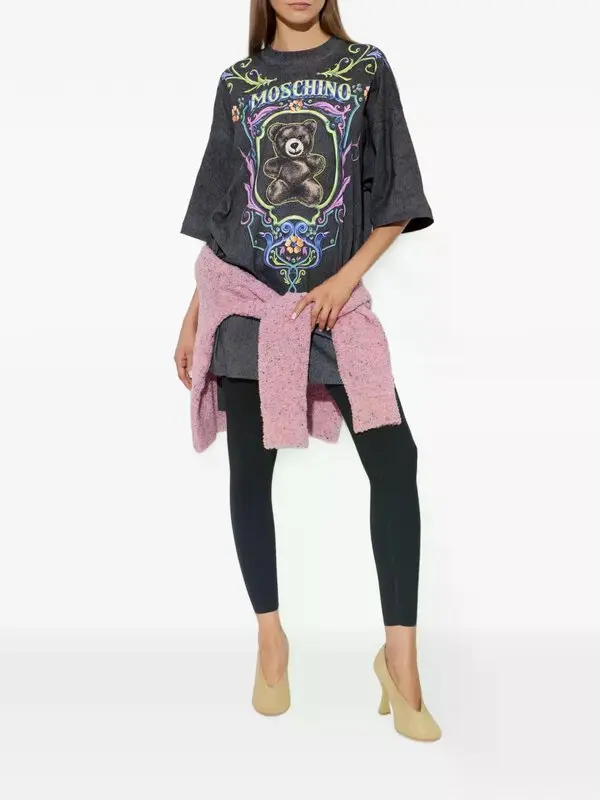 Moschino Teddy Bear Print T-shirt Dress - Grey