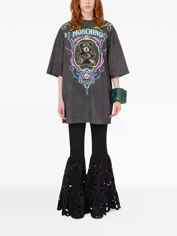 Moschino Teddy Bear Print T-shirt Dress - Grey