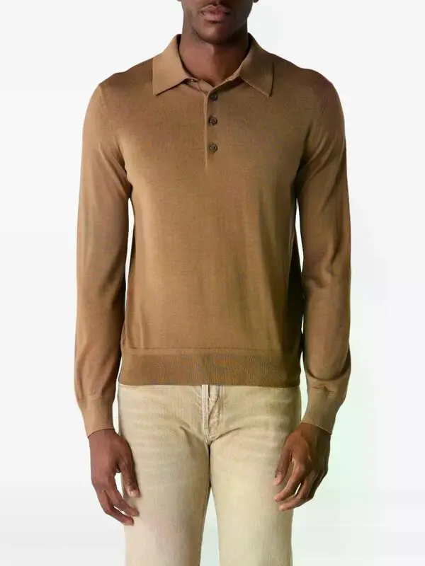 TOM FORD Button-up Polo Shirt - Brown