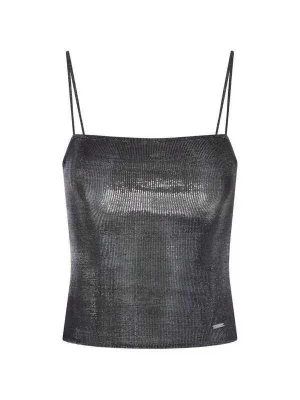 Gucci Metallic Spaghetti-strap Tank Top - Black