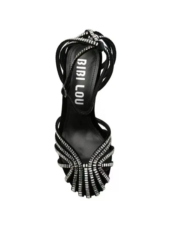 BIBI LOU Crystal-embellished Caged Stiletto Sandals - Black