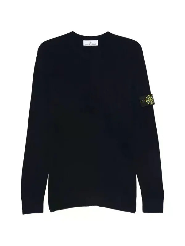 Stone Island 5100053 Full-rib Rws-wool Crewneck Sweater With Ribbed Trims - Blue