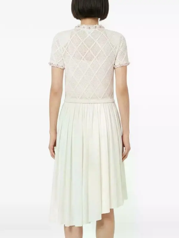 SELF-PORTRAIT Fringe-trim Pointelle-knit Dress
