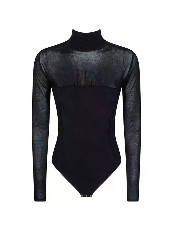 Elisabetta Franchi Sheer-panel High-neck Bodysuit - Black
