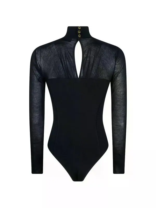 Elisabetta Franchi Sheer-panel High-neck Bodysuit - Black