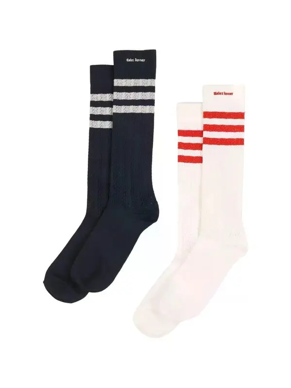 Adidas Crochet-knit Striped Socks - White