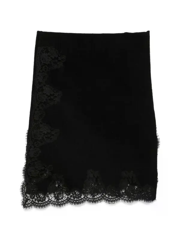 ERMANNO FIRENZE Lace-trim Scarf - Black