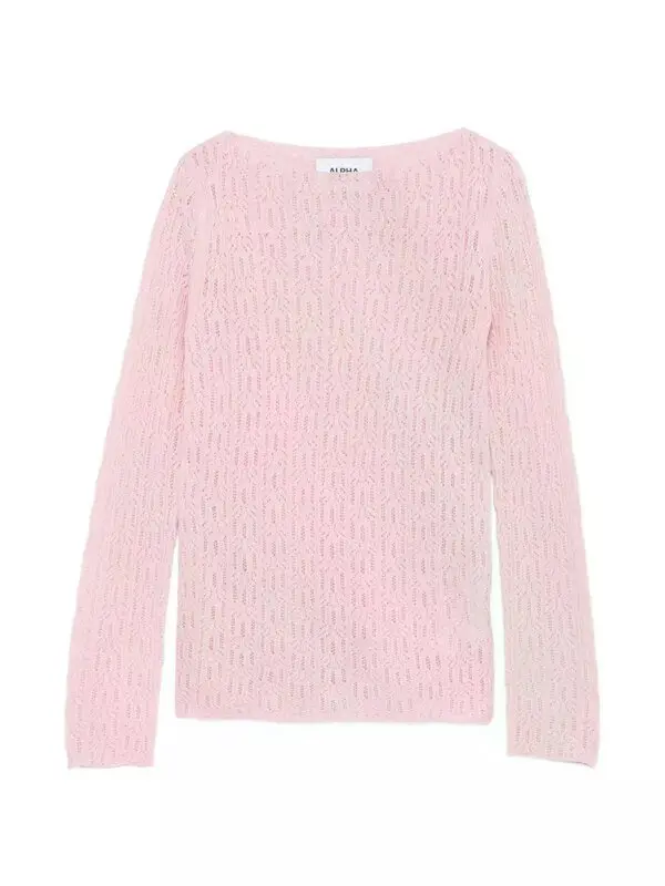 Alpha Studio Pointelle-knit Boat-neck Sweater - Pink