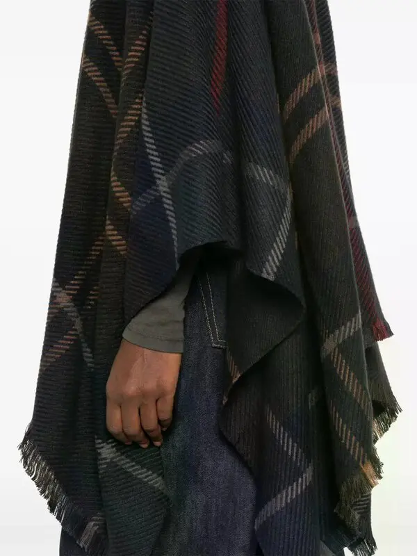Barbour Shadow Classic Tartan Fringed Poncho
