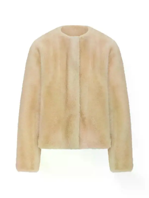 Max Mara Faux-fur Collarless Coat - Neutrals