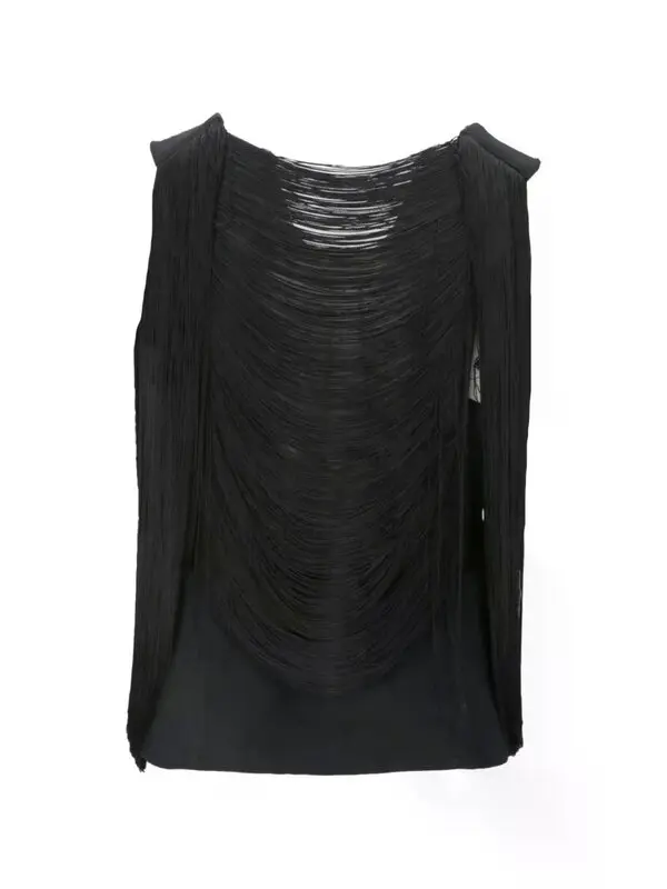 TOM FORD Fringe-trimmed V-neck Blouse - Black