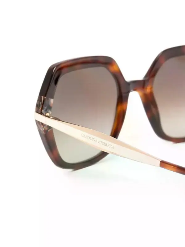 Carolina Herrera Geometric-frame Tortoiseshell-effect Sunglasses
