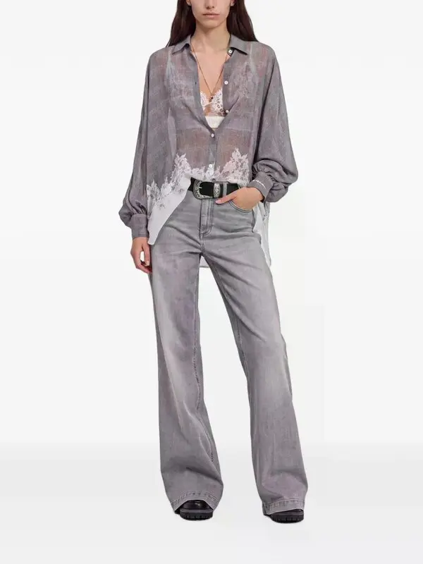 Ermanno Scervino Georgette Lace-trimmed Gingham Shirt