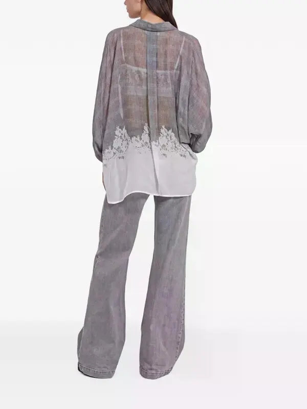 Ermanno Scervino Georgette Lace-trimmed Gingham Shirt