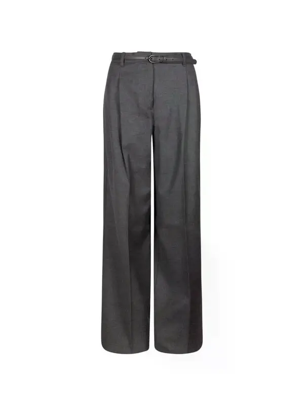 Max Mara Belted Pleated Trousers - Grey