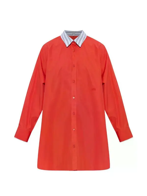 Loewe Contrast-collar Mini Shirt Dress - Red