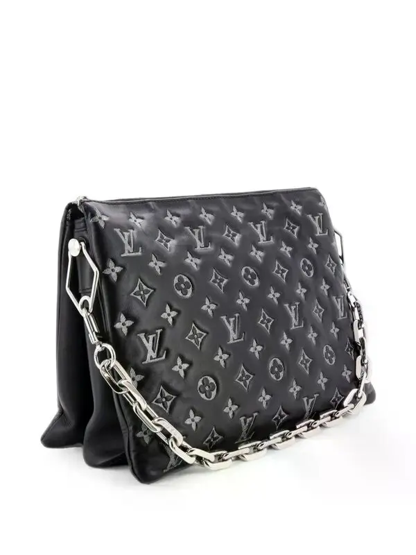 LOUIS VUITTON Coussin Bag Denim Printed Monogram Embossed Lambskin Mm Crossbody Bag