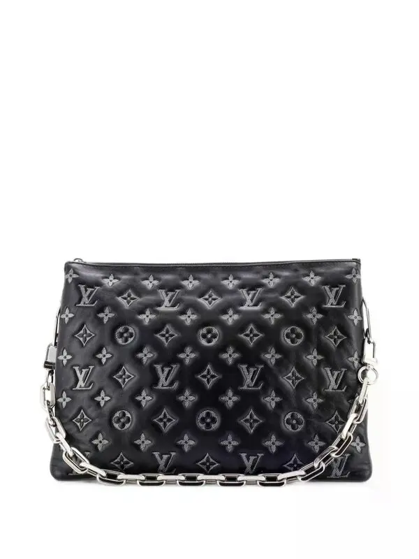 LOUIS VUITTON Coussin Bag Denim Printed Monogram Embossed Lambskin Mm Crossbody Bag