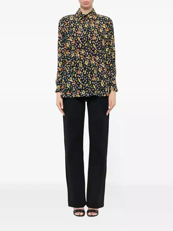 Givenchy Floral-print Long-sleeve Shirt - Black