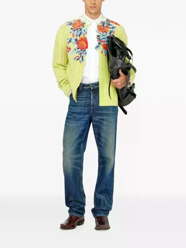 DIESEL® Open-front Cardigan In Floral Cable Knit