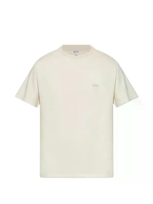 Loewe Logo-embroidered Cotton T-shirt - Neutrals