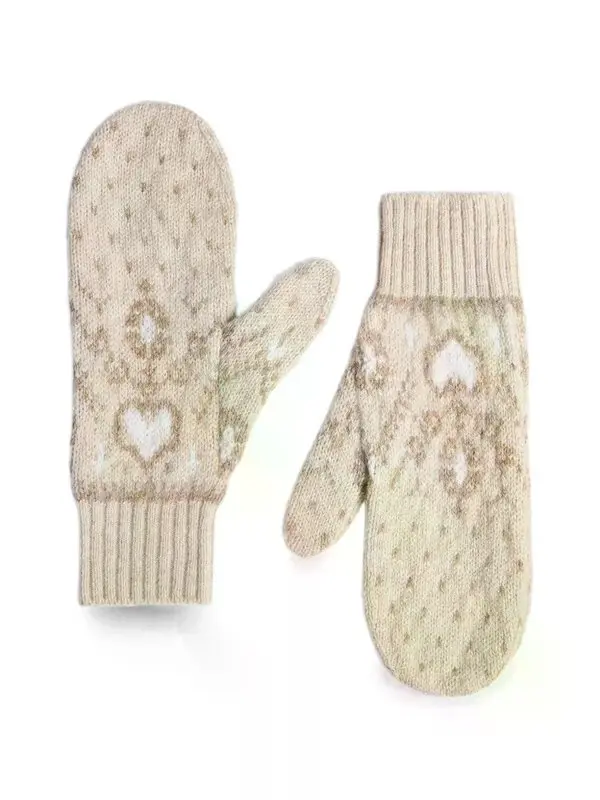 Khaite Christel Mittens In Ecru Multi - Neutrals