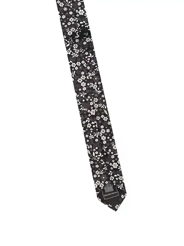 Dolce & Gabbana Floral Print Silk Neck Tie - Black