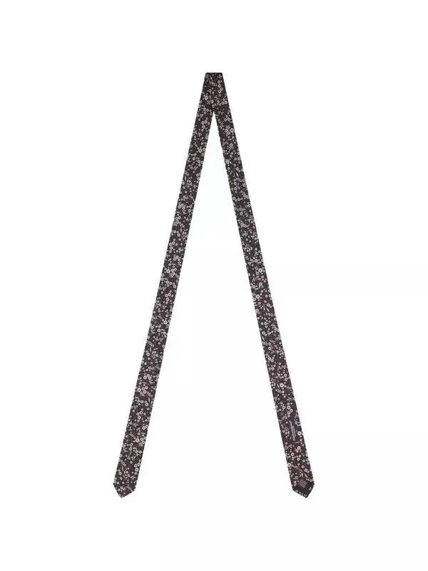 Dolce & Gabbana Floral Print Silk Neck Tie - Black