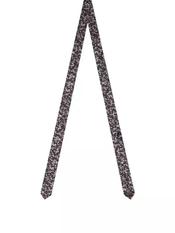 Dolce & Gabbana Floral Print Silk Neck Tie - Black