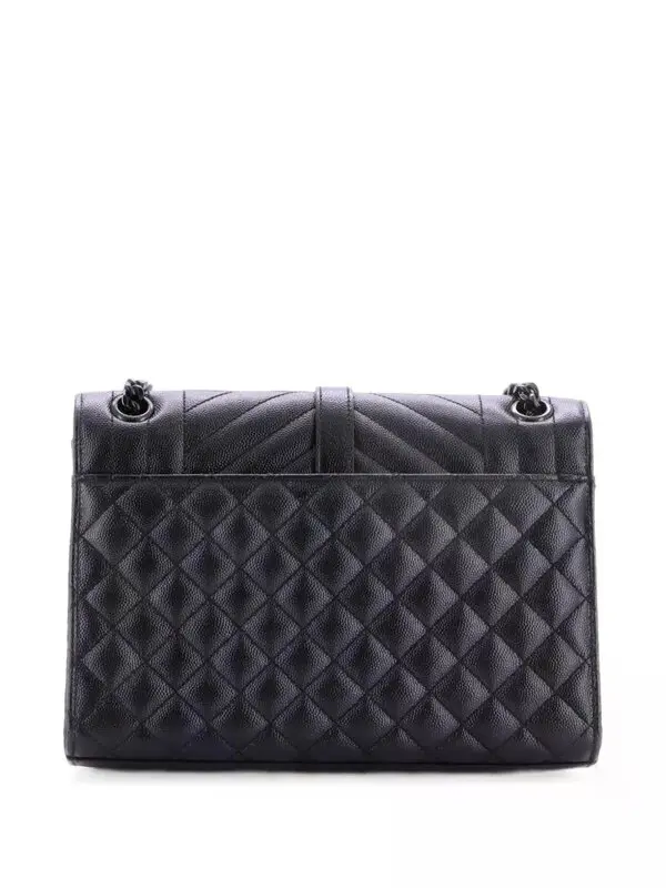 Saint Laurent Classic Monogram Envelope Satchel Mixed Matelasse Leather Medium Shoulder Bag - Black