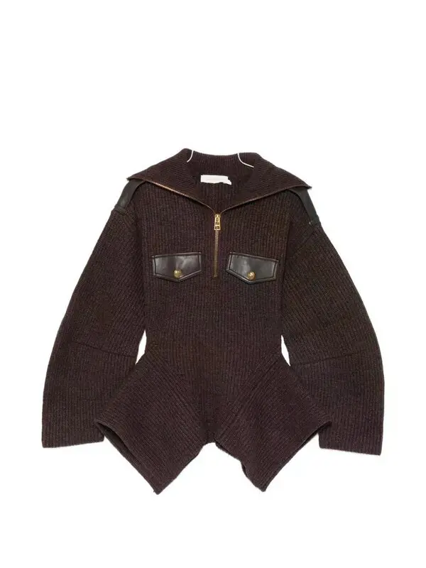 Zimmermann Ribbed-knit Panelled Sweater - Brown