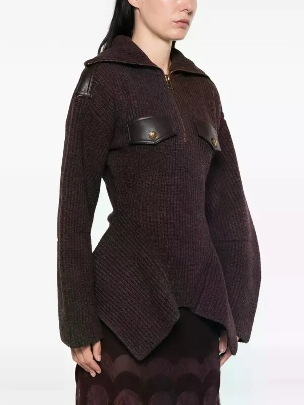 Zimmermann Ribbed-knit Panelled Sweater - Brown