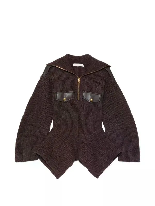 Zimmermann Ribbed-knit Sailor Collar Sweater - Brown