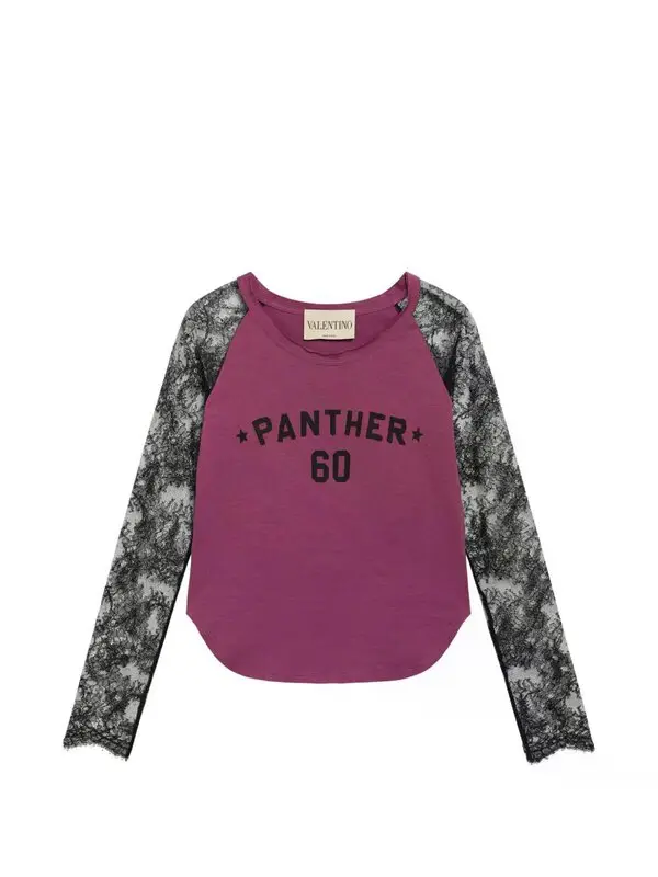 Valentino Garavani Lace-sleeve T-shirt - Purple