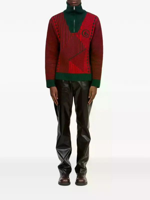 MAISON MARGIELA Patchwork-knit Reversible Sweater - Red