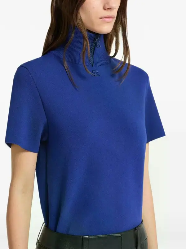COURREGES Milano Knit Ribbed-collar Top