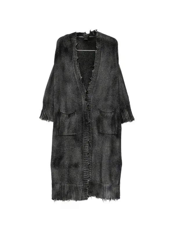 Avant Toi Distressed-effect Longline Coat - Grey