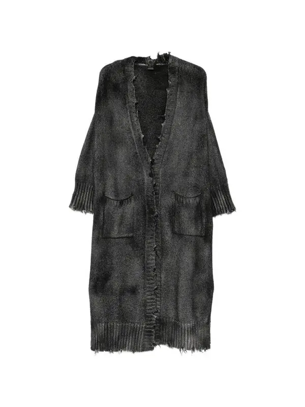 Avant Toi Distressed-effect Longline Coat - Grey