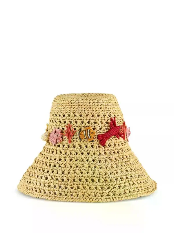 AQUAZZURA Marea Crochet Maxi Bucket Hat - Neutrals