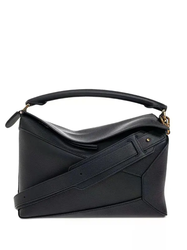 Loewe Medium Puzzle Edge Leather Tote Bag - Black