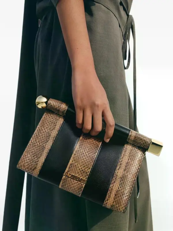 Jacquemus Le Sac Rond Carre Striped Clutch Bag - Brown