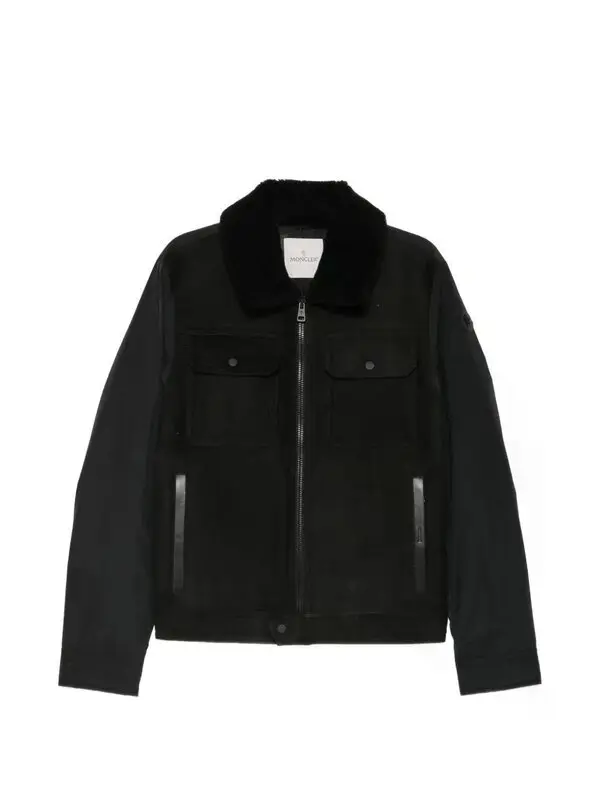 Moncler Shearling Collar Panelled Jacket - Black